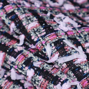 Pink Tweed Fabric, Colorblock Wool Tweed Boucle Fabric for Suit Coat ...