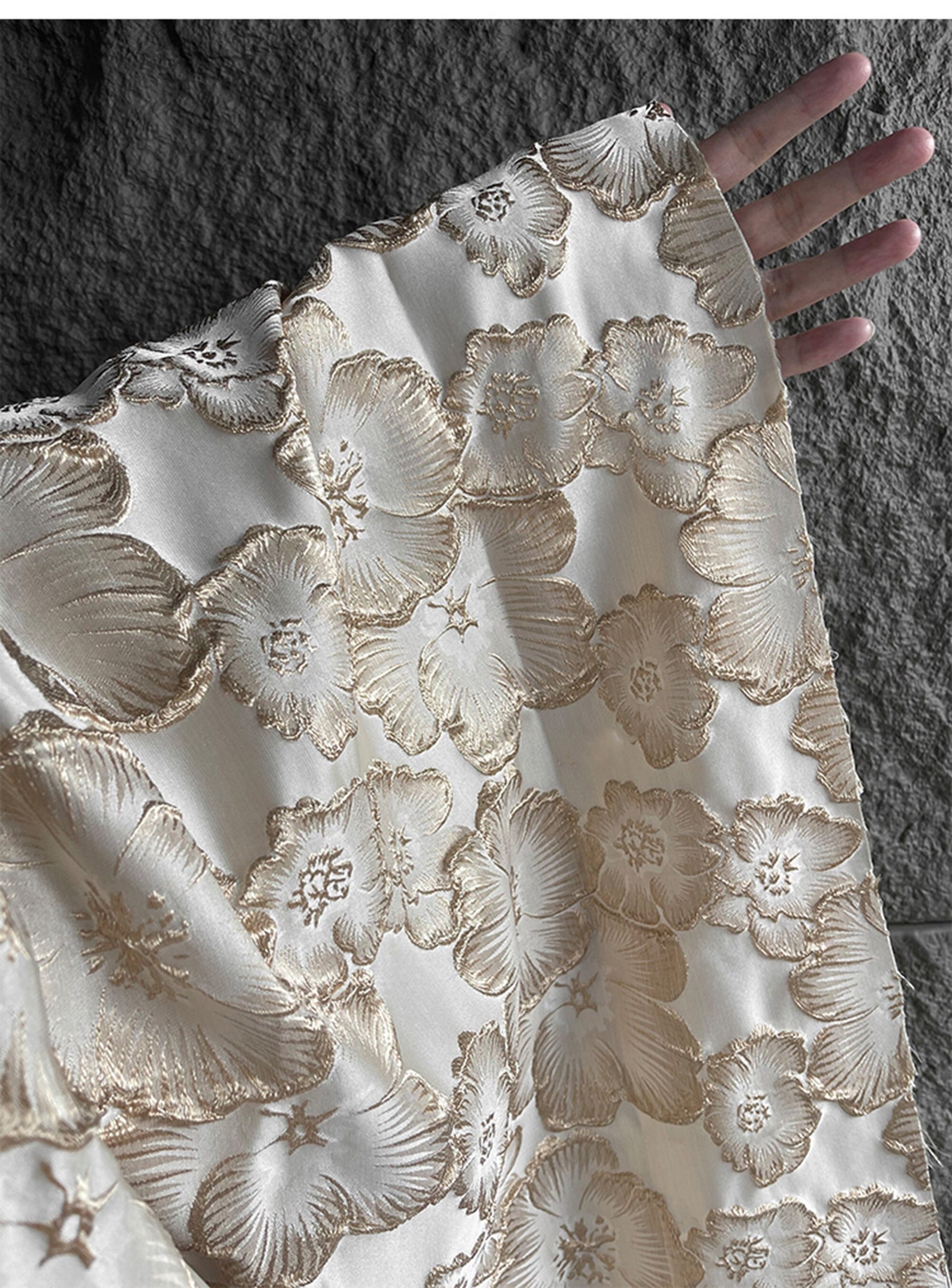 Gorgeous Gold Embroidered Jacquard Fabric Embossed Floral - Etsy