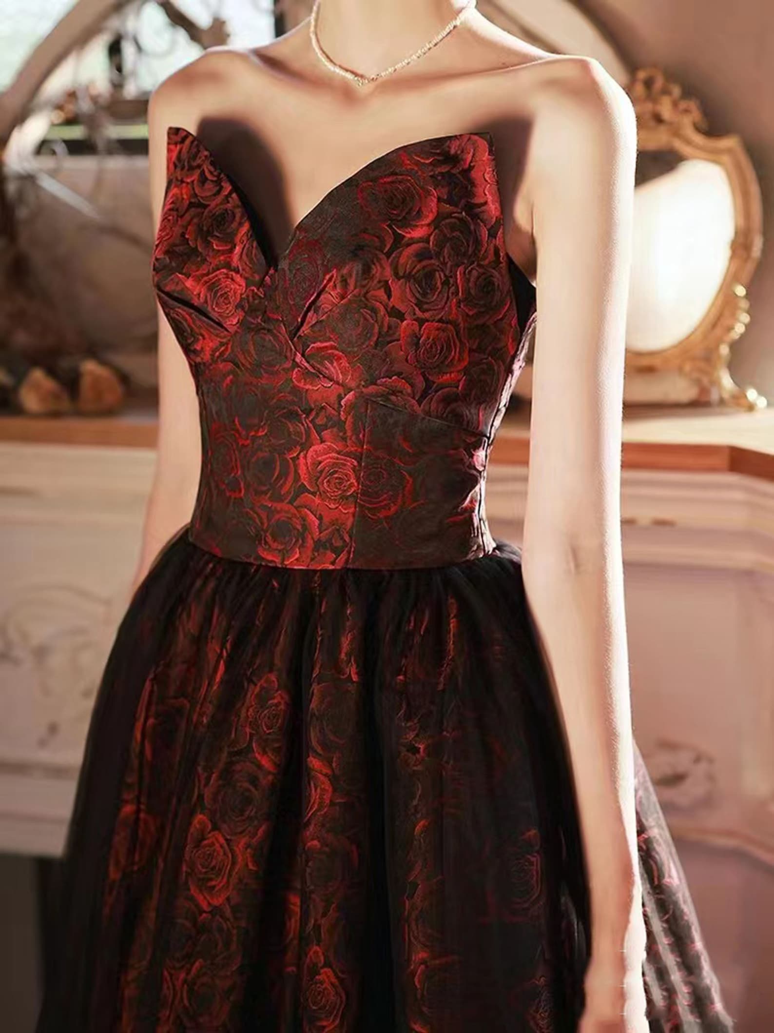 Red Rose Emboss Jacquard Fabric, Flora Brocade,damask Fabric for Haute ...
