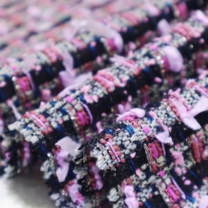Pink Tweed Fabric, Colorblock Wool Tweed Boucle Fabric for Suit Coat ...