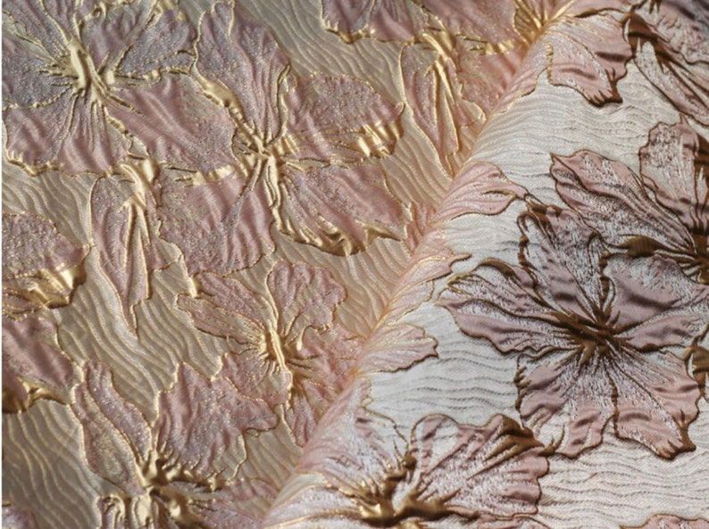 Gorgeous Floral Jacquard Fabric Embossed Shimmer Gold - Etsy