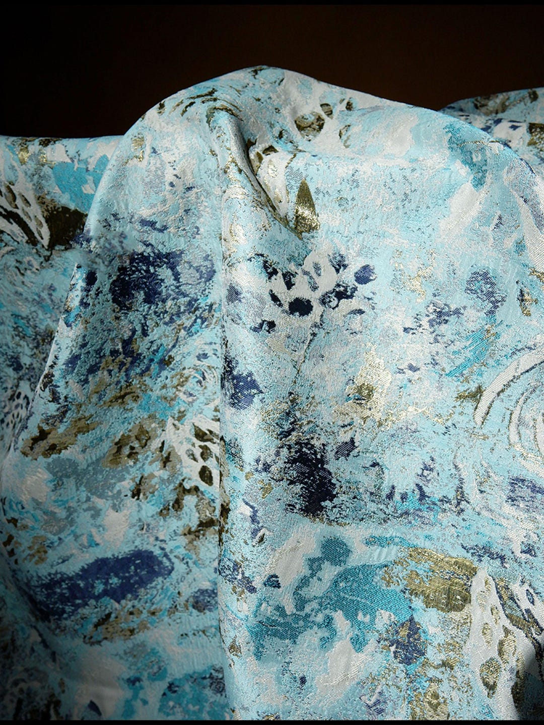 Light Blue Jacquard Fabric, Ocean Style Damask Brocade for Haute ...