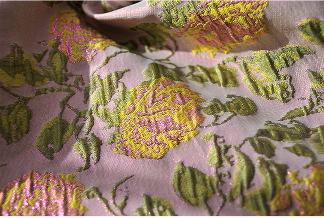 Vintage Rose Emboss Jacquard Fabric, Exquisite Flora Brocade,shimmering ...