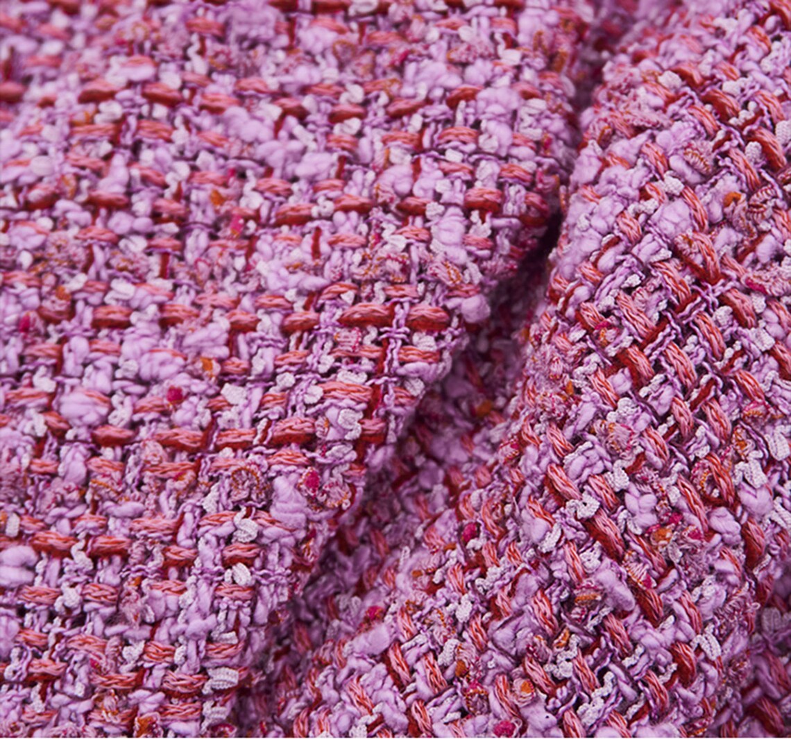 Colorful Pink Tweed Fabric, Woollen Fabricfabric, Tweed Boucle Fabric ...