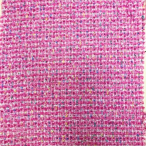 Bright Pink Check Tweed Fabric, Tweed Boucle Fabric With Colorful Yarn ...