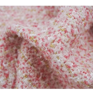 Lovely Pink Tweed Fabric, Wool Tweed Fabric With Gold Thread for Suit ...