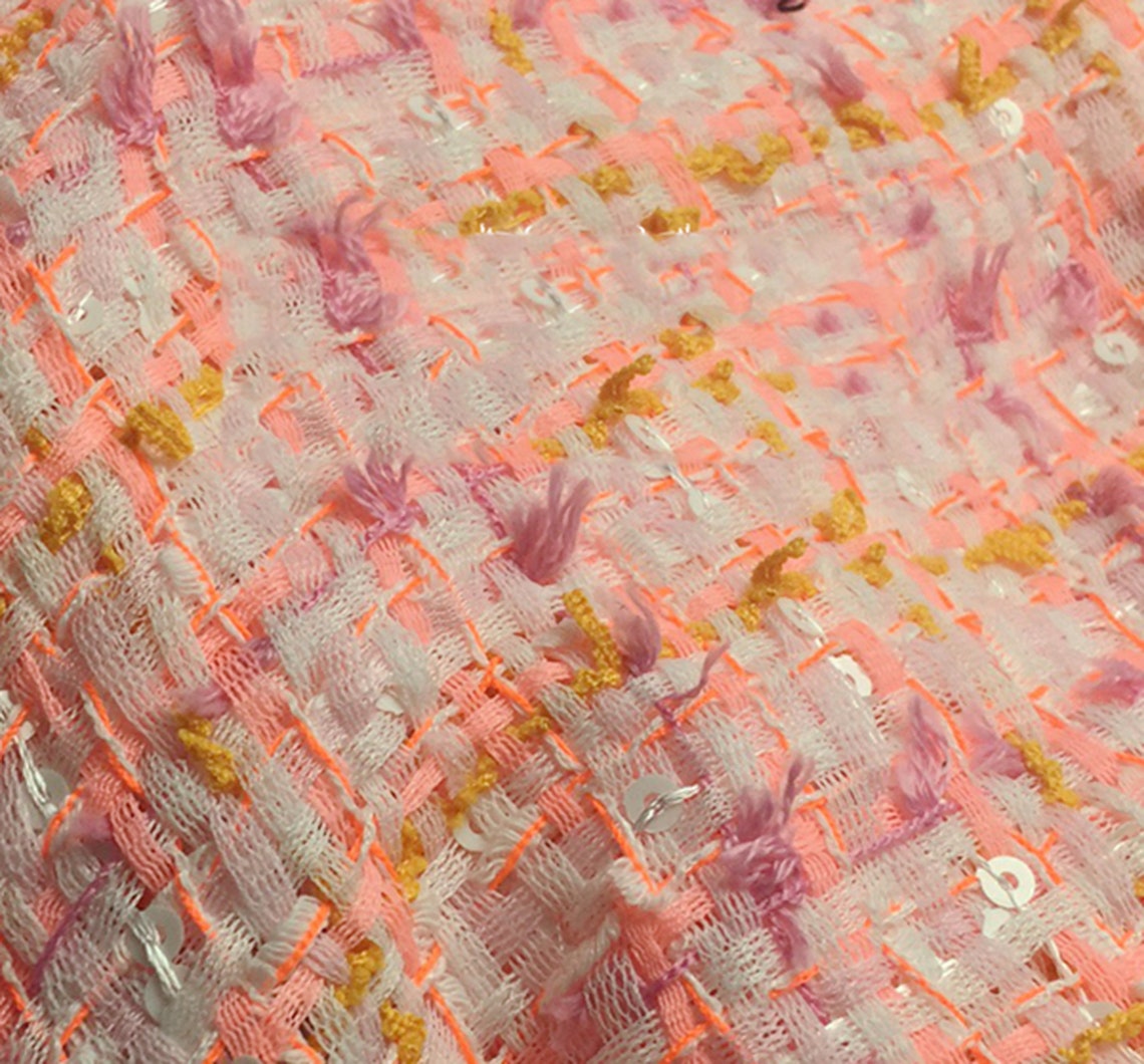 Spring Tweed Boucle Fabric Squins Knitted Woven Fabric Dense - Etsy