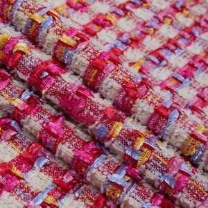 Tweed Fabric by the Yard, Colorful Tweed Boucle Check Fabric for Suit ...