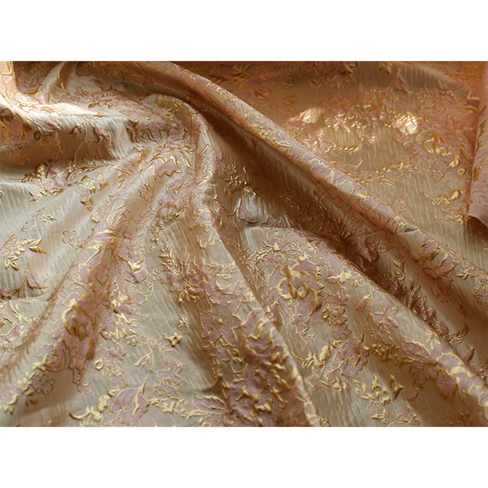 Gold Embroidered Jacquard Fabric Embossed Floral Damask - Etsy Canada