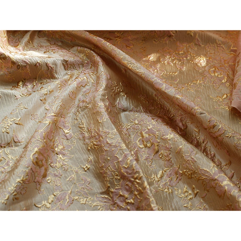 Gold Embroidered Jacquard Fabric Embossed Floral Damask - Etsy