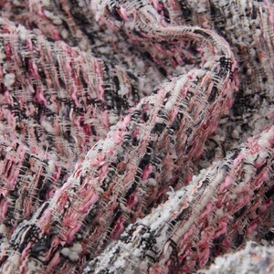 Colorblock Pink Tweed Fabric, Wool Tweed Boucle Fabric for Suit Coat ...