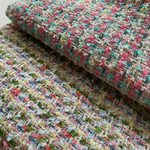 Colorblock Tweed Fabric, Spring Tweed Boucle Fabric for Suit Coat ...
