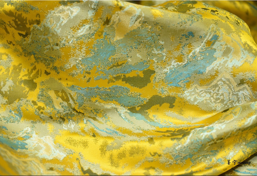 Luxury Jacquard Fabric, Yellow Brocade Fabric Double Face for Haute ...