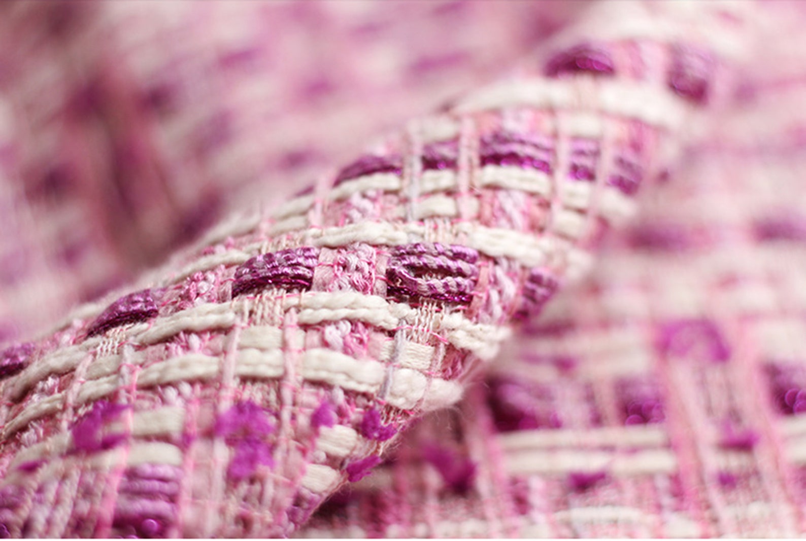 Shiny Pink Tweed Fabric Woven Fabric With White Yarn Dense - Etsy