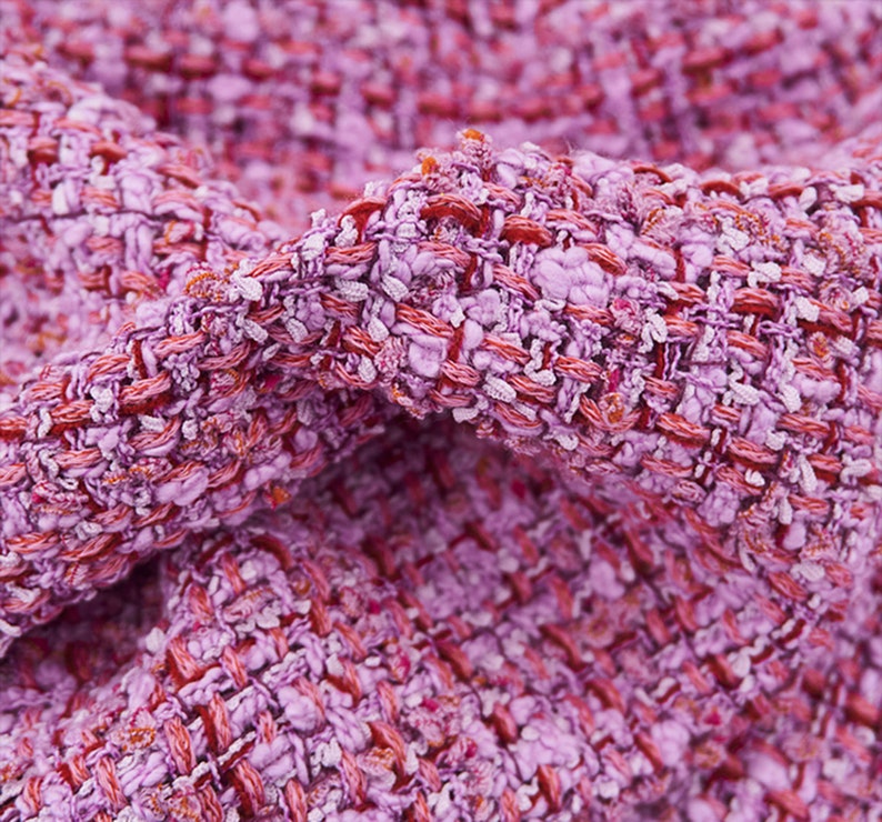 Colorful Pink Tweed Fabric Woollen Fabricfabric Tweed Boucle - Etsy
