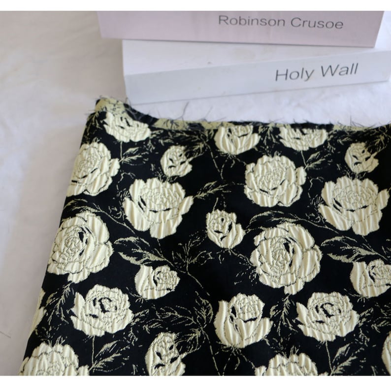 Retro Rose Jacquard Fabric Embossed Floral Damask Brocade for - Etsy