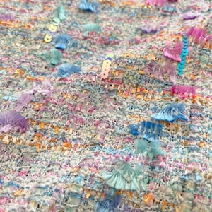 Colorful Tweed Fabric, Rainbow Sequins Tweed Boucle Fabric for Suit ...