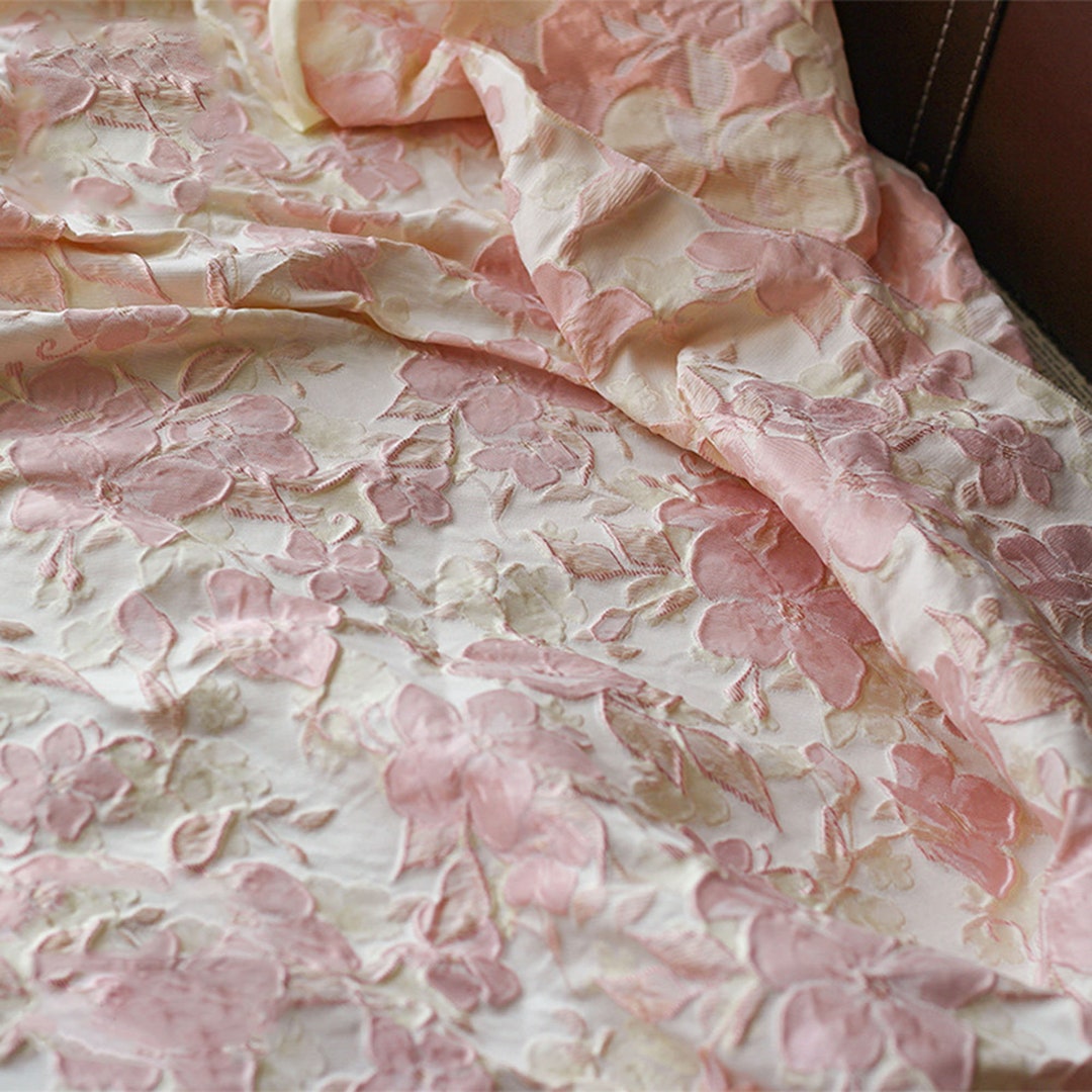 Lovely Pink Floral Emboss Jacquard Fabric, Exquisite Brocade,damask ...