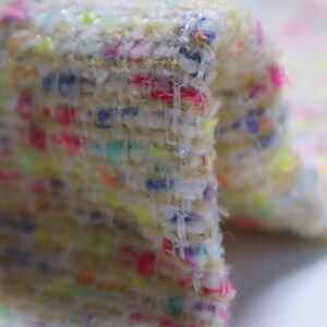 Rainbow Colorblock Tweed Fabric, Wool Tweed Boucle Fabric for Suit Coat ...