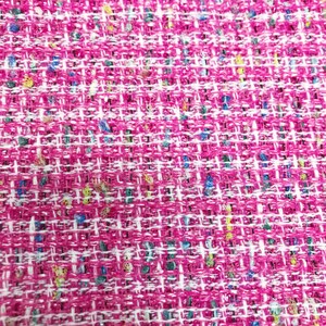 Bright Pink Check Tweed Fabric, Tweed Boucle Fabric With Colorful Yarn ...