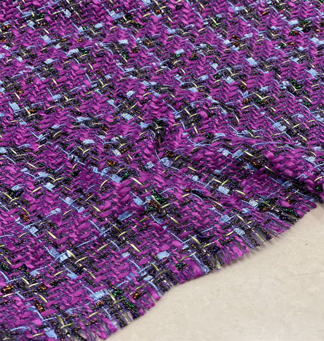 Purple Wollen Tweed Fabric Tweed Boucle Fabric Blended - Etsy