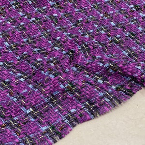 Purple Wollen Tweed Fabric, Tweed Boucle Fabric, Blended Fabric for ...
