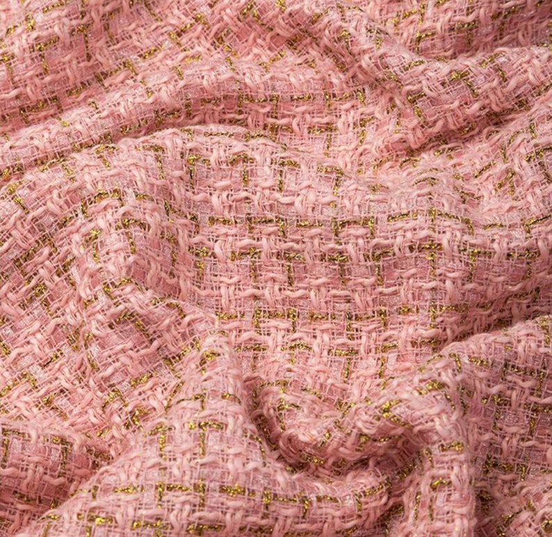 Tweed Fabric by the Yard, Shiny Woven Fabric With Gold Metalized Yarn ...