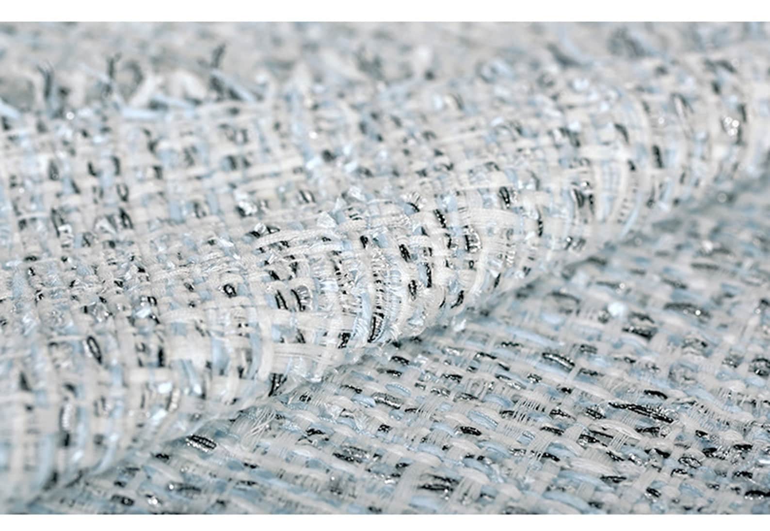 1 Yard Ice Blue Tweed Boucle Fabric Wool Woven Fabric With | Etsy