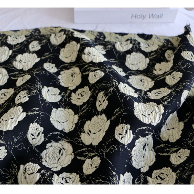 Retro Rose Jacquard Fabric Embossed Floral Damask Brocade for - Etsy