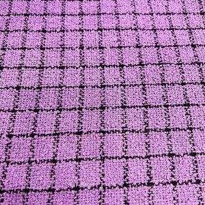 Purple Check Tweed Fabric, Woven Boucle Fabric , Dense Fabric for Coat ...