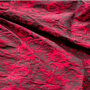 Red Rose Emboss Jacquard Fabric, Flora Brocade,damask Fabric for Haute ...