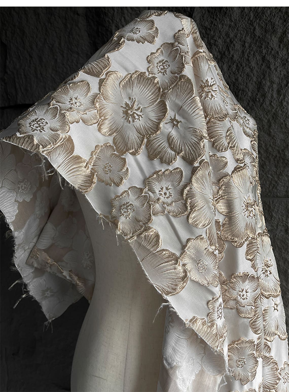 Gorgeous Gold Embroidered Jacquard Fabric Embossed Floral - Etsy