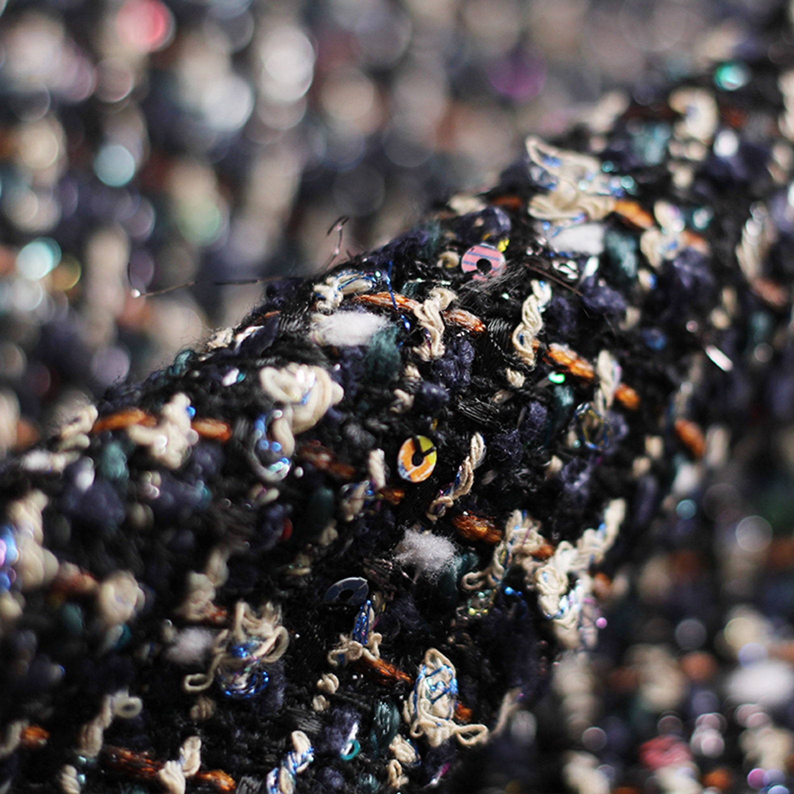 Black Tweed Boucle Fabric Woven Fabric With Gold Yarn Dense - Etsy