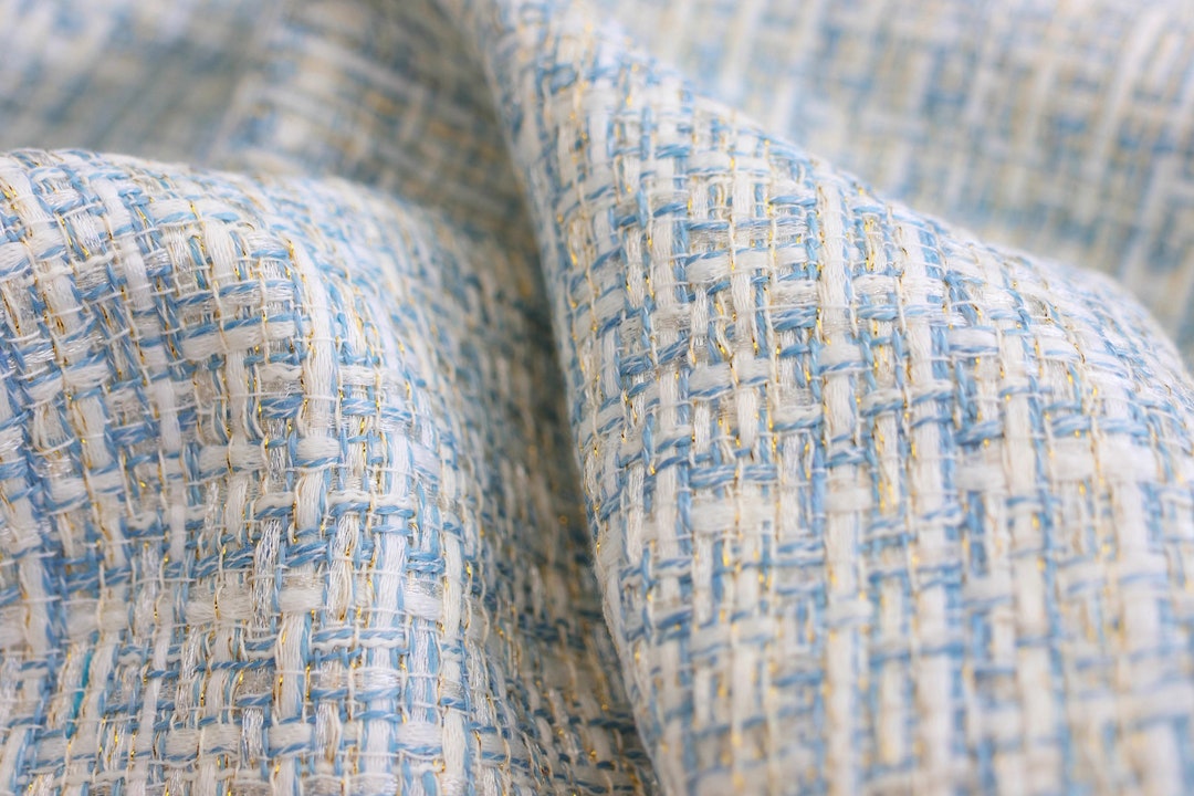 Sky Blue Tweed Fabric, Tweed Boucle Woven Fabric for Jacket, Suit Coat ...