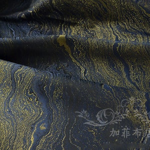 Green Gold Jacquard Fabric, Double Face Ripples Gold Petal Shimmer ...