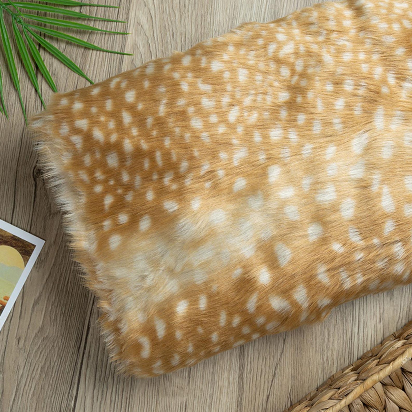 Minky Deer Faux Fur Fabric, Spotted Deer Fleece Fabric, Reindeer ...