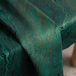 Green Gold Jacquard Fabric, Double Face Ripples Gold Petal Shimmer ...