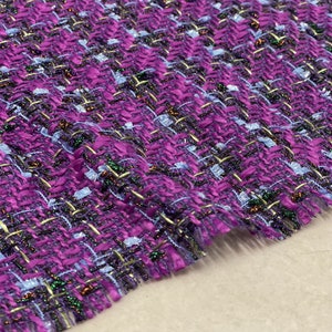 Purple Wollen Tweed Fabric Tweed Boucle Fabric Blended - Etsy