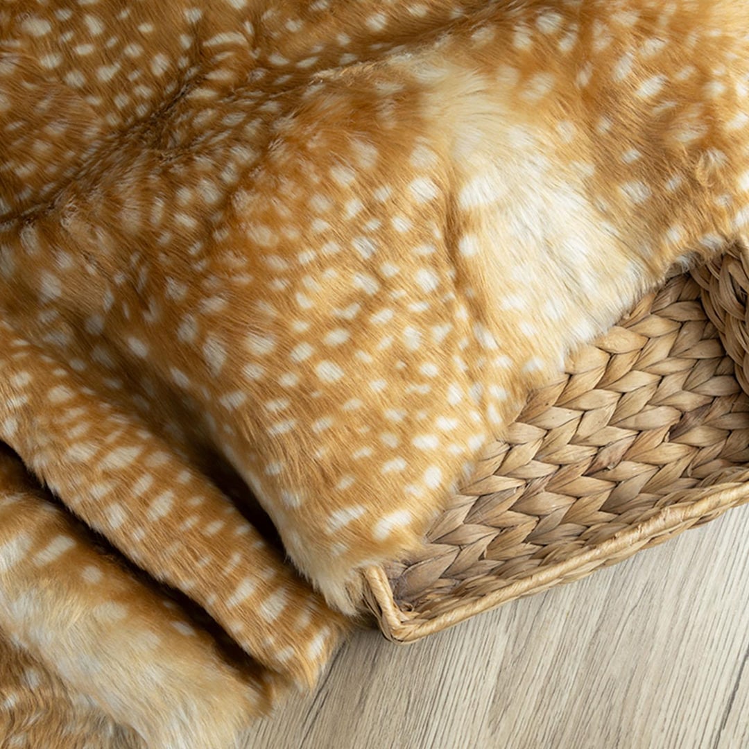 Minky Deer Faux Fur Fabric, Spotted Deer Fleece Fabric, Reindeer ...