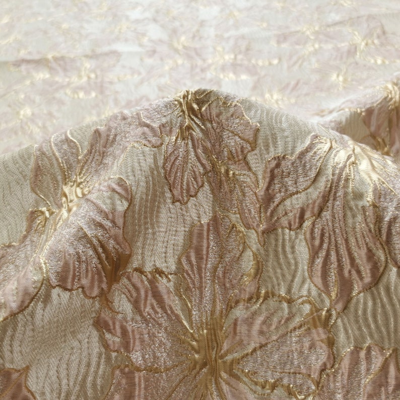 Gorgeous Floral Jacquard Fabric Embossed Shimmer Gold - Etsy