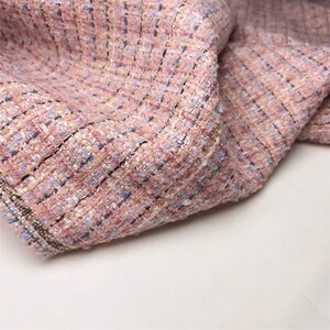 Colorful Pink Tweed Fabric, Check Tweed Boucle Fabric for Suit Coat ...