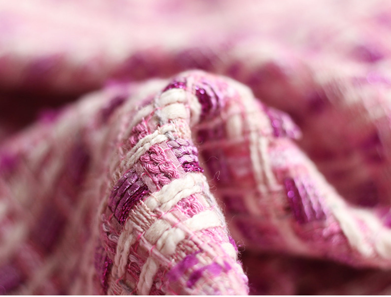 Shiny Pink Tweed Fabric Woven Fabric With White Yarn Dense - Etsy