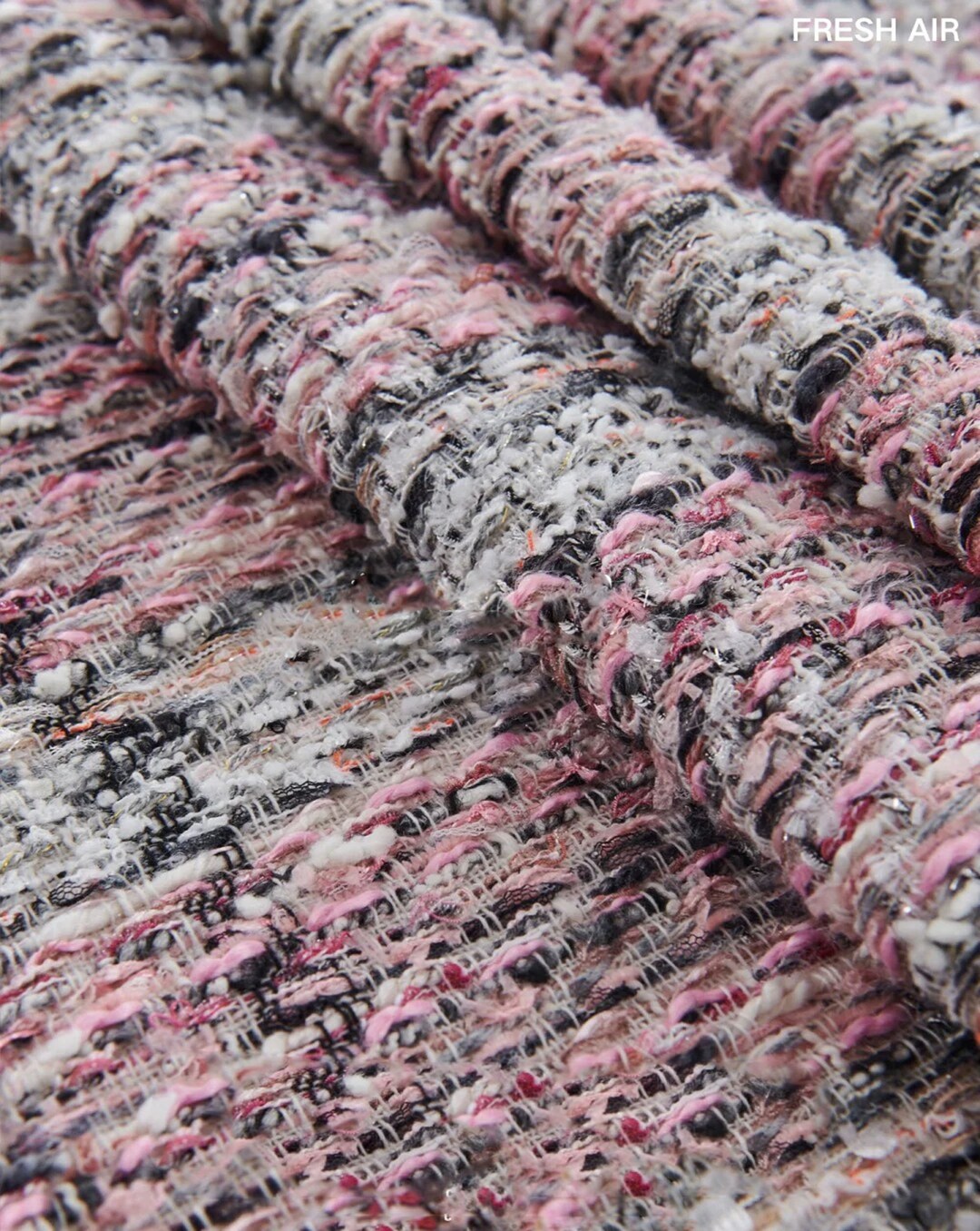 Colorblock Pink Tweed Fabric, Wool Tweed Boucle Fabric for Suit Coat ...