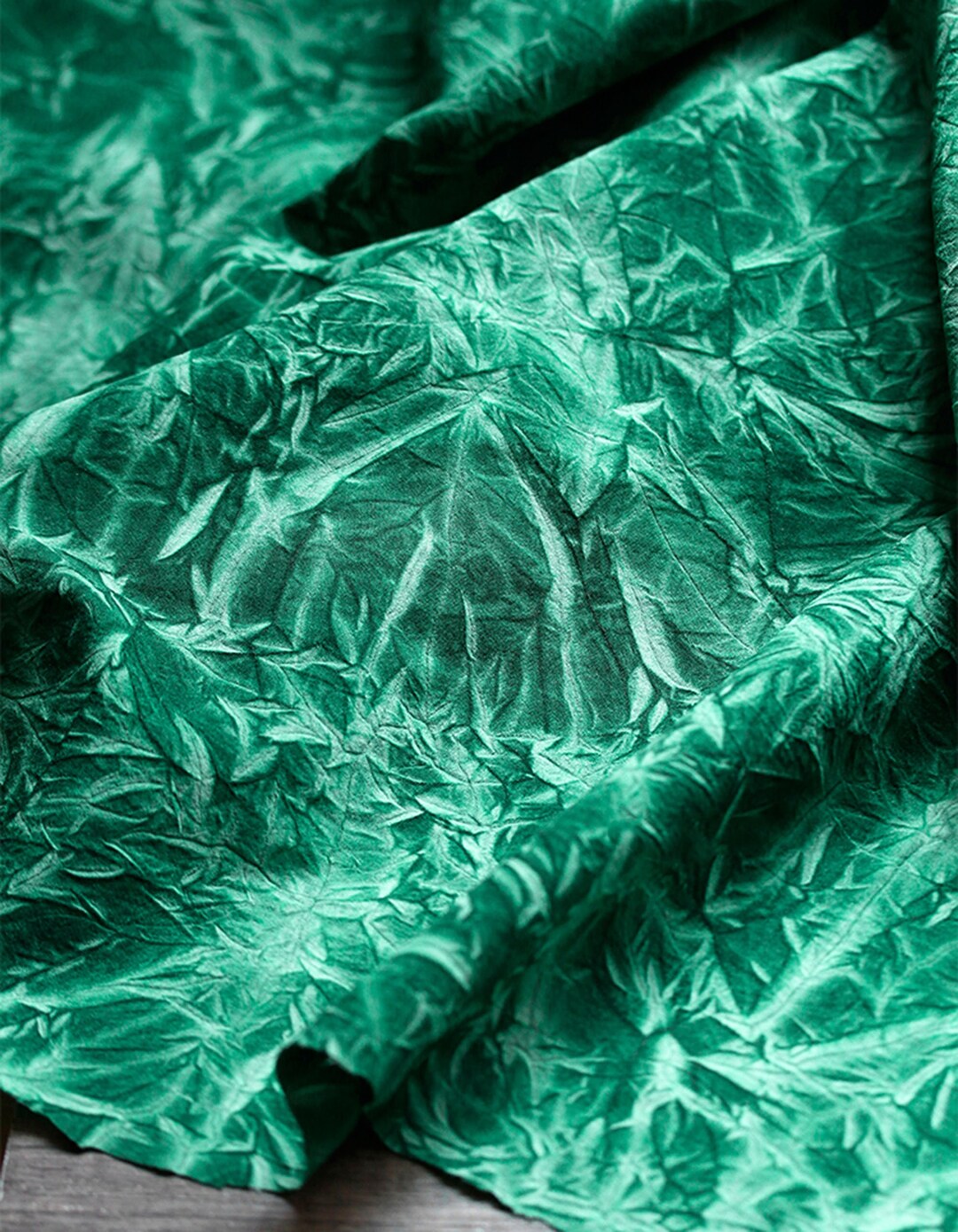Emerald Green Pleats Jacquard Fabric, 3D Texture Tie-dye Fabric,damask ...