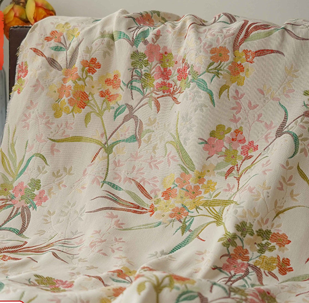 Retro Flower Jacquard Fabric, Bloom Brocade Damask for Haute Couture ...