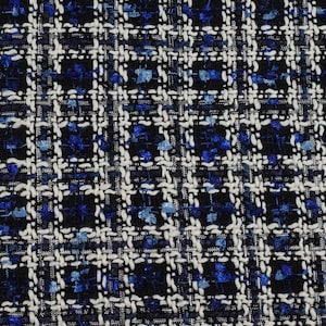 Blue Tweed Fabric, Check Tweed Boucle Fabric for Suit Coat, Dress ...