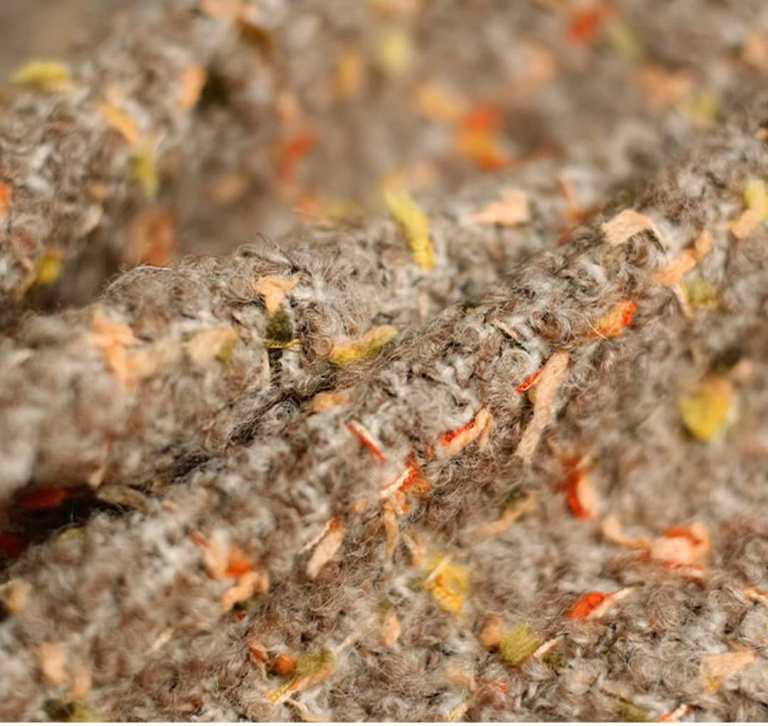 Wool Tweed Boucle Fabric, Woven Tan Tweed Fabric With Tassel for Suit ...