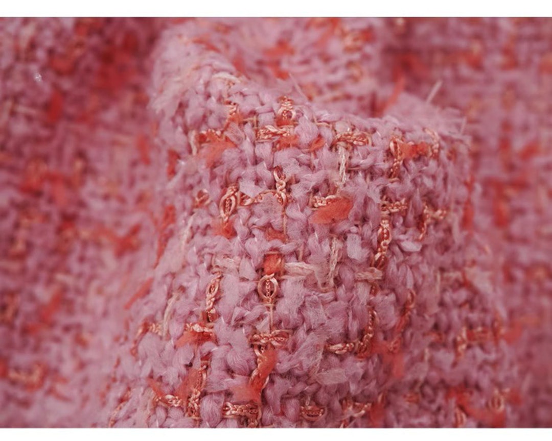 Pink Tweed Fabric,tweed Boucle Fabric With Tassel for Suit Coat, Dress ...
