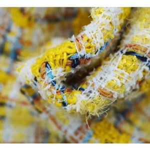 Yellow Tweed Boucle Fabric, Woven Dense Tweed Fabric for Suit Coat ...