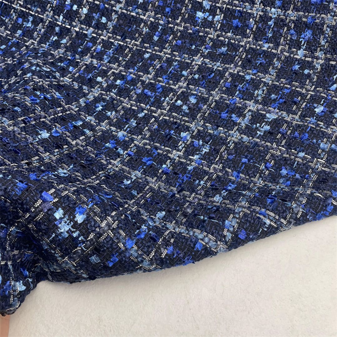 Royal Blue Tweed Fabric, Woollen Tweed Fabric, Blended Fabric for Suit ...